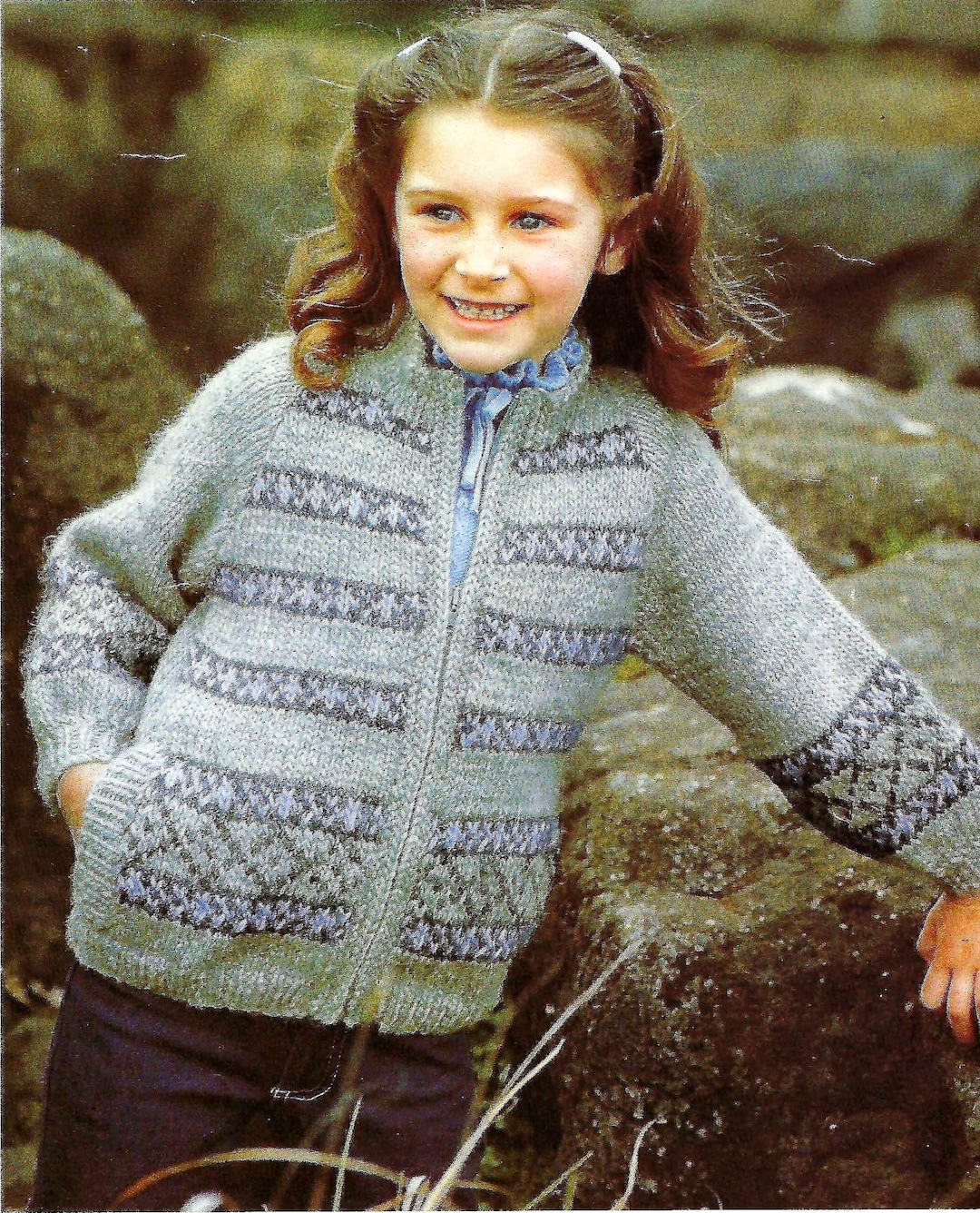PDF Knitting Pattern Girls Zip up Fair Isle Jacket Cardigan 24 - 28 ...