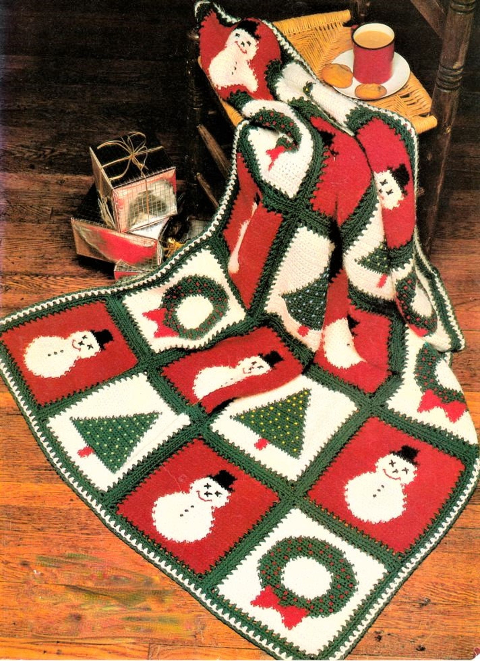 PDF Crochet Pattern Festive Christmas Afghan Throw Blanket Snowman ...