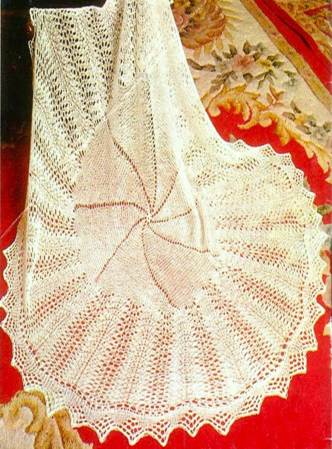 Vintage Circular Baby Shawl Lace Edge PDF Knitting Pattern 2ply Worked ...
