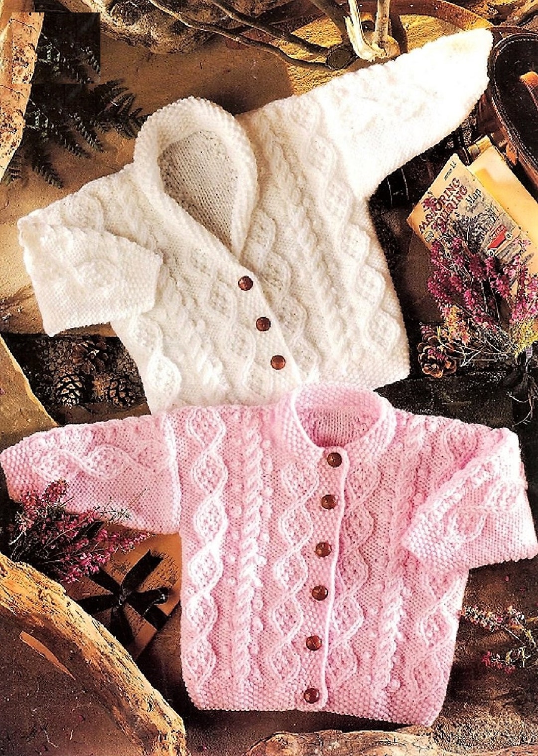 Baby Boys Girls Diamond Cable Jacket Cardigan Shawl Collar or Crew Neck ...