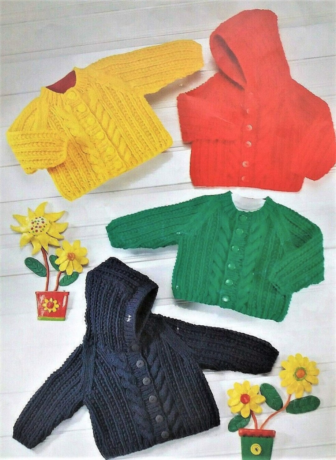 Baby Girls Boys Hooded Cable Cardigan Raglan Jacket PDF Knitting ...