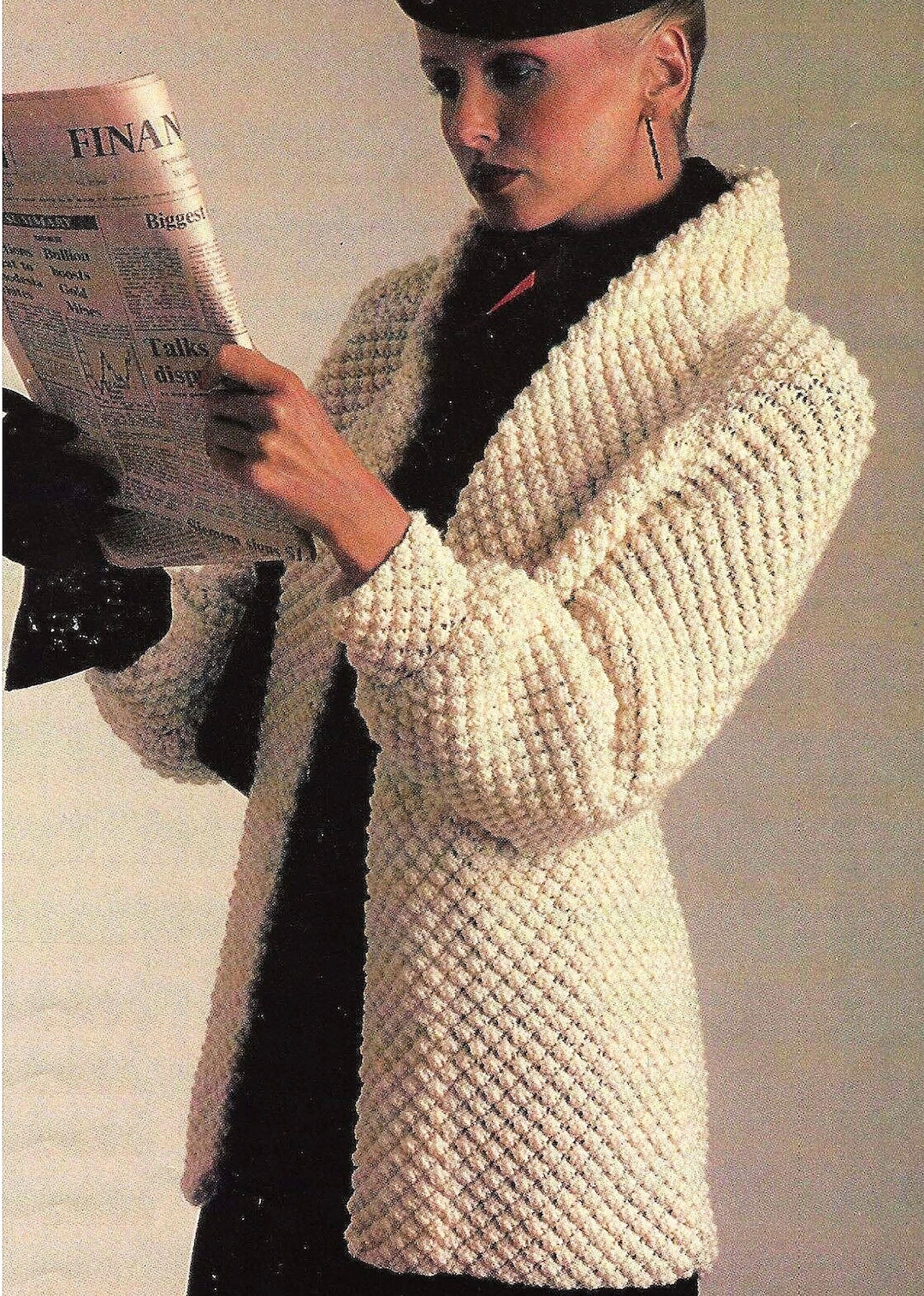 Vintage Blackberry Stitch Ladies Jacket Knitting Pattern, Aran Worsted ...