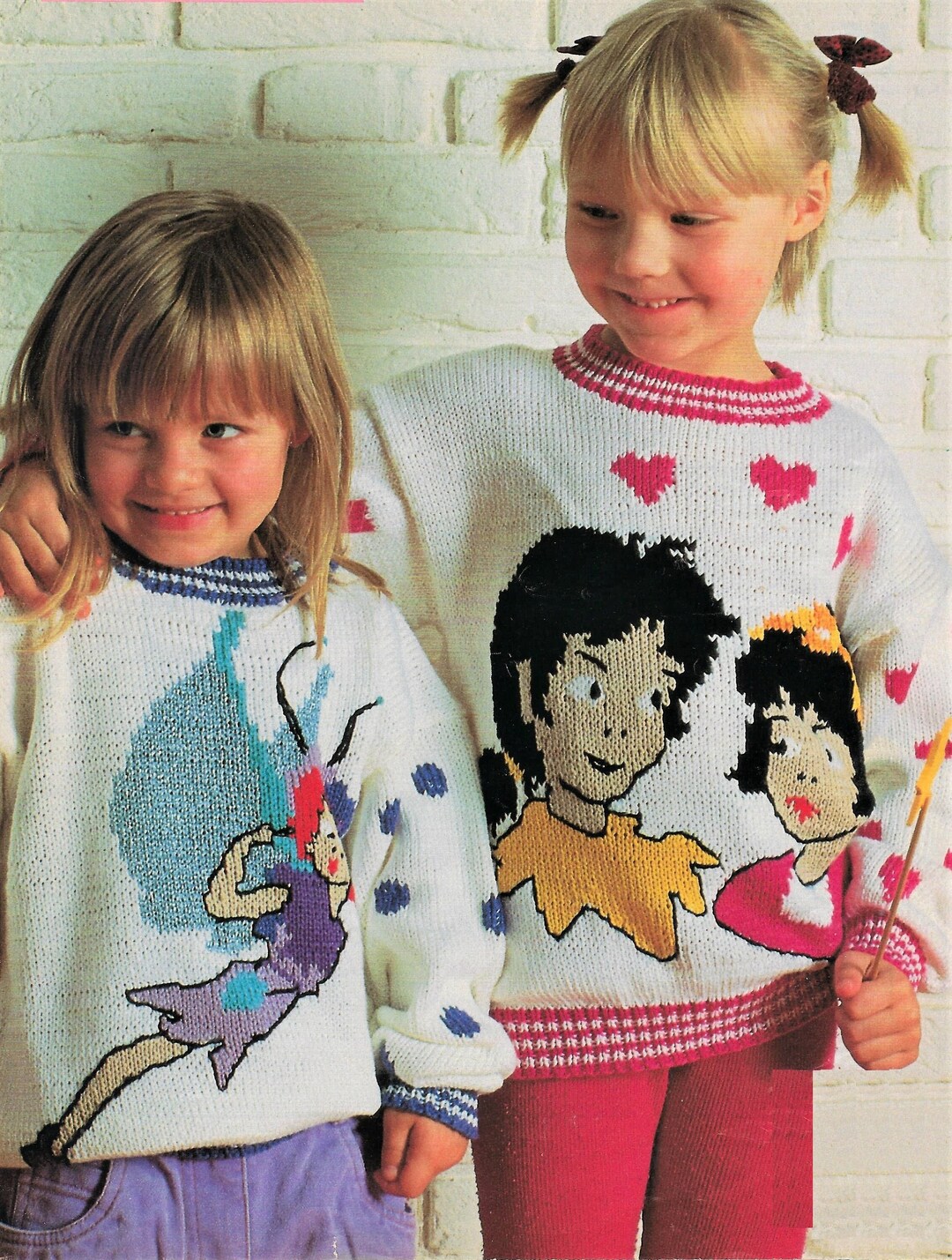 PDF Knitting Pattern Peter Pan & Tinkerbell Fairy Motif Sweater Jumper ...