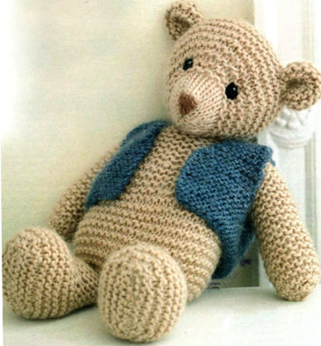 Classic Teddy Bear Easy Toy PDF Knitting Pattern With Waistcoat Chunky ...