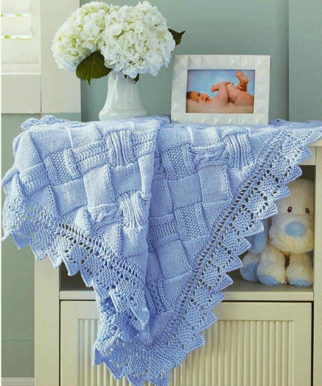Baby Shawl Blanket Entrelac Weave Design PDF Knitting Pattern DK ( 8 ...