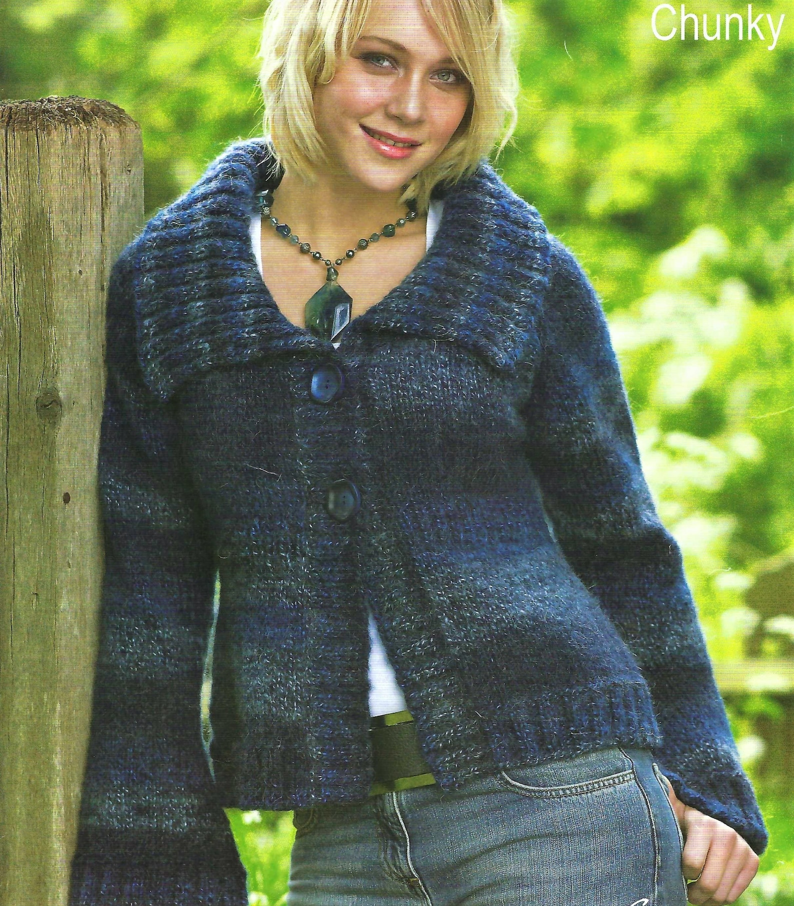 Ladies Wide Collar & Cuffs Jacket Cardigan PDF Knitting Pattern Chunky ...