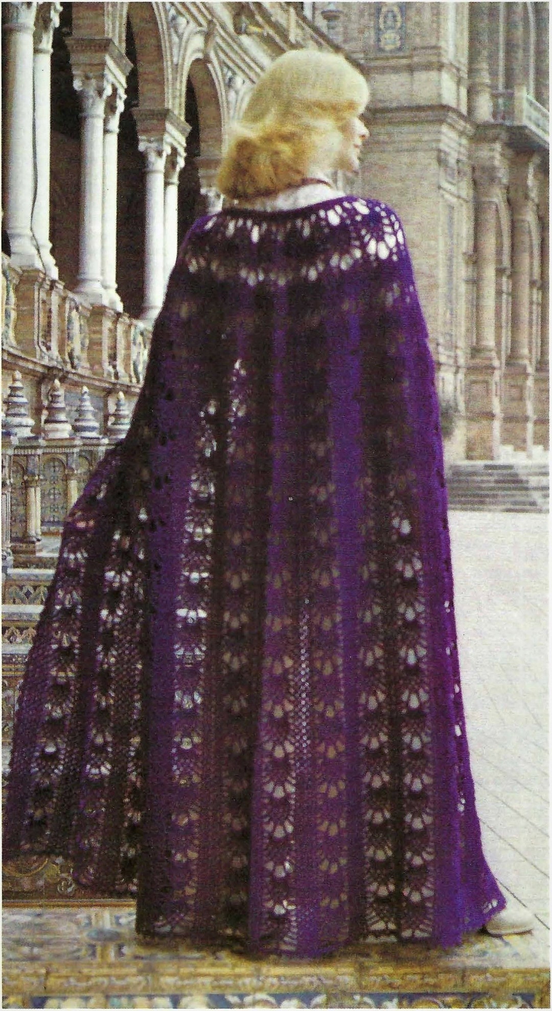 PDF Crochet Pattern Ladies Long Floor Length Cloak Cape Lacy Evening ...