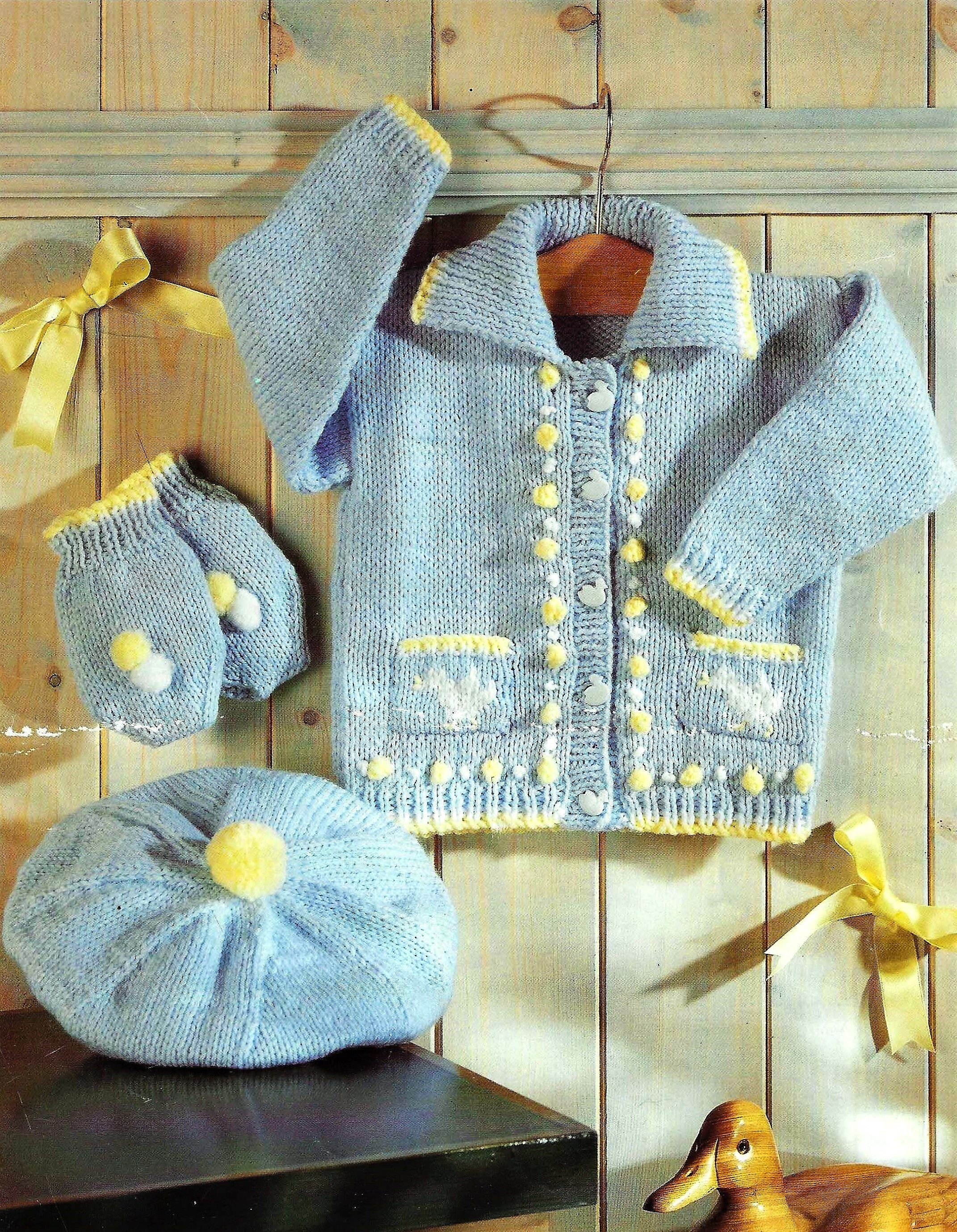 Baby Boys Girls Duck Motif Jacket Beret Hat Toddler Cardigan PDF ...