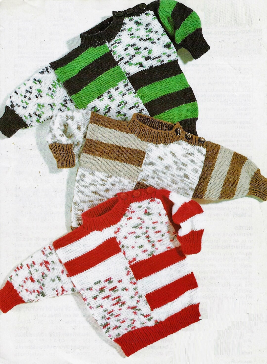 Colour Block & Striped Sweater Baby Boys Girls Jumper PDF Knitting ...
