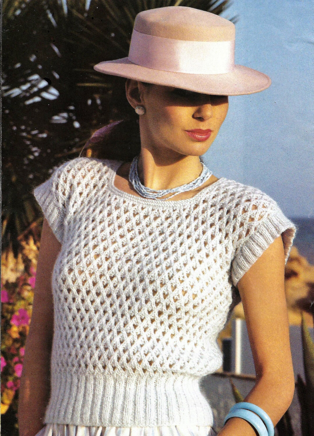 Ladies Cap Sleeve Lacy Summer Top Sweater Womens PDF Knitting Pattern ...