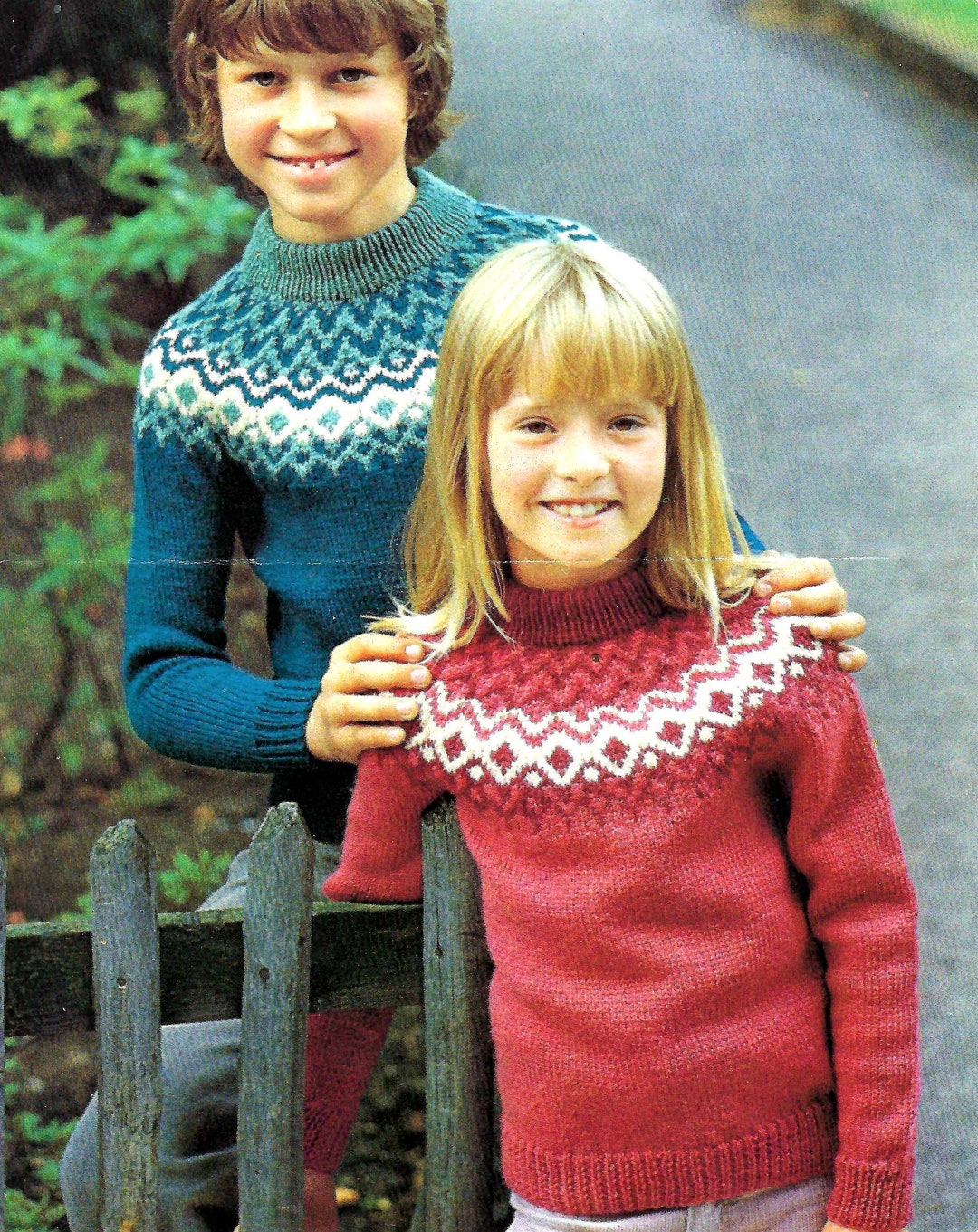Boys Girls Childs Fair Isle Yoke Sweater Jumper Vintage PDF Knitting ...