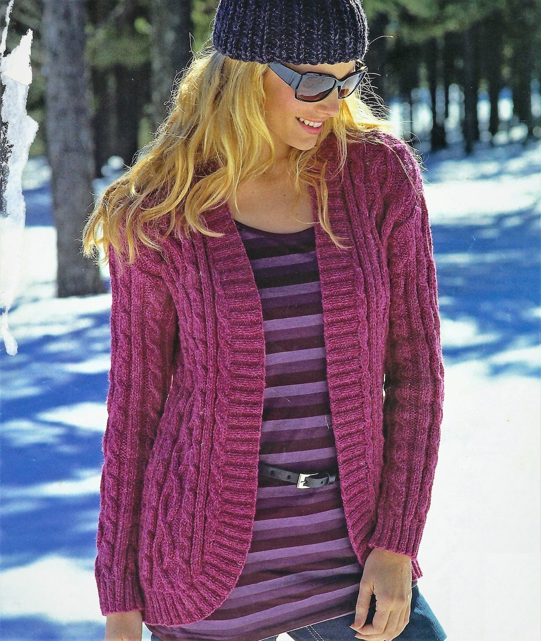 Ladies Cable Jacket Womens Curved Border Cardigan PDF Knitting Pattern ...