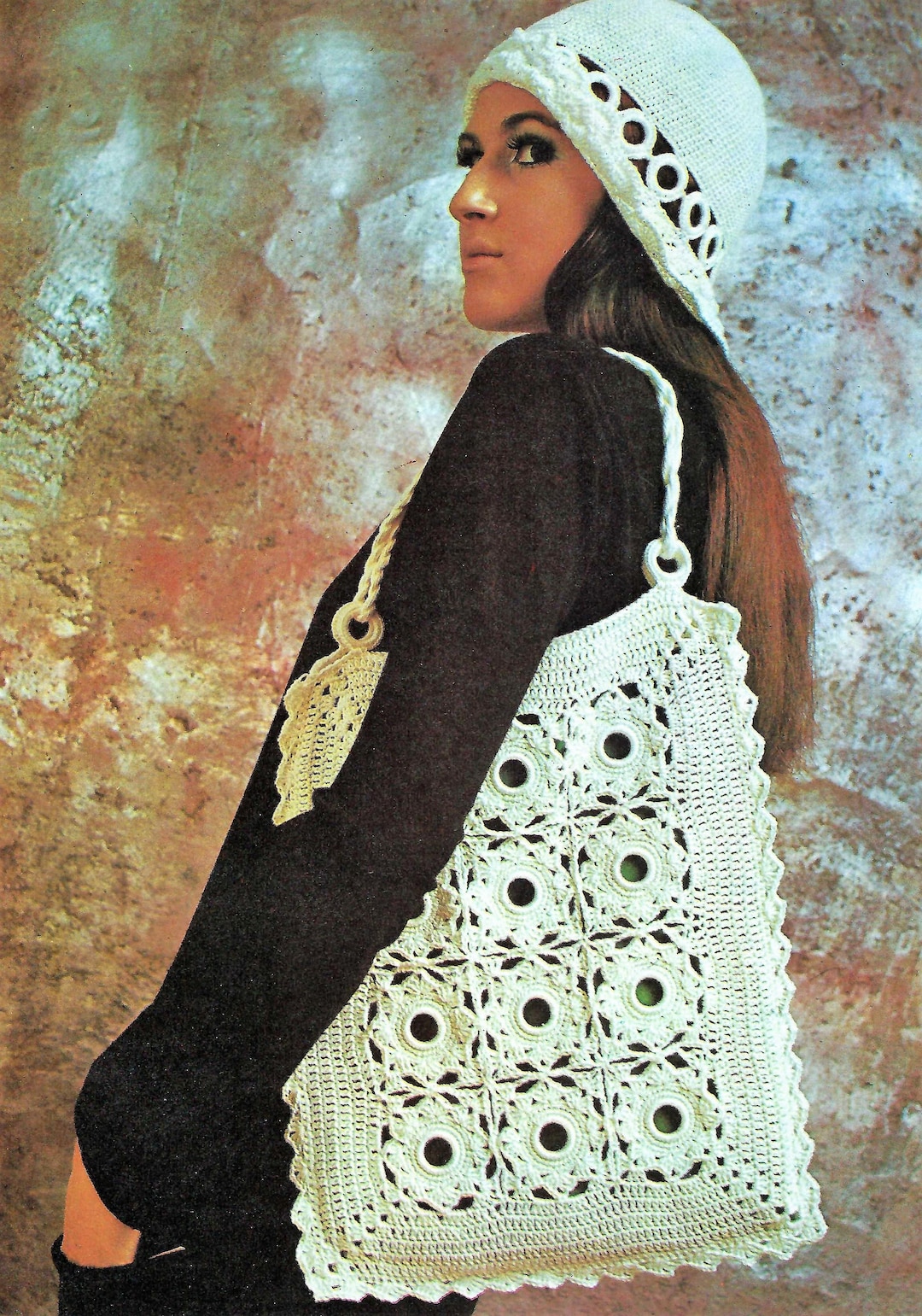 PDF Crochet Pattern Lacy Bag & Hat Messanger Handbag Shoulder Bag ...
