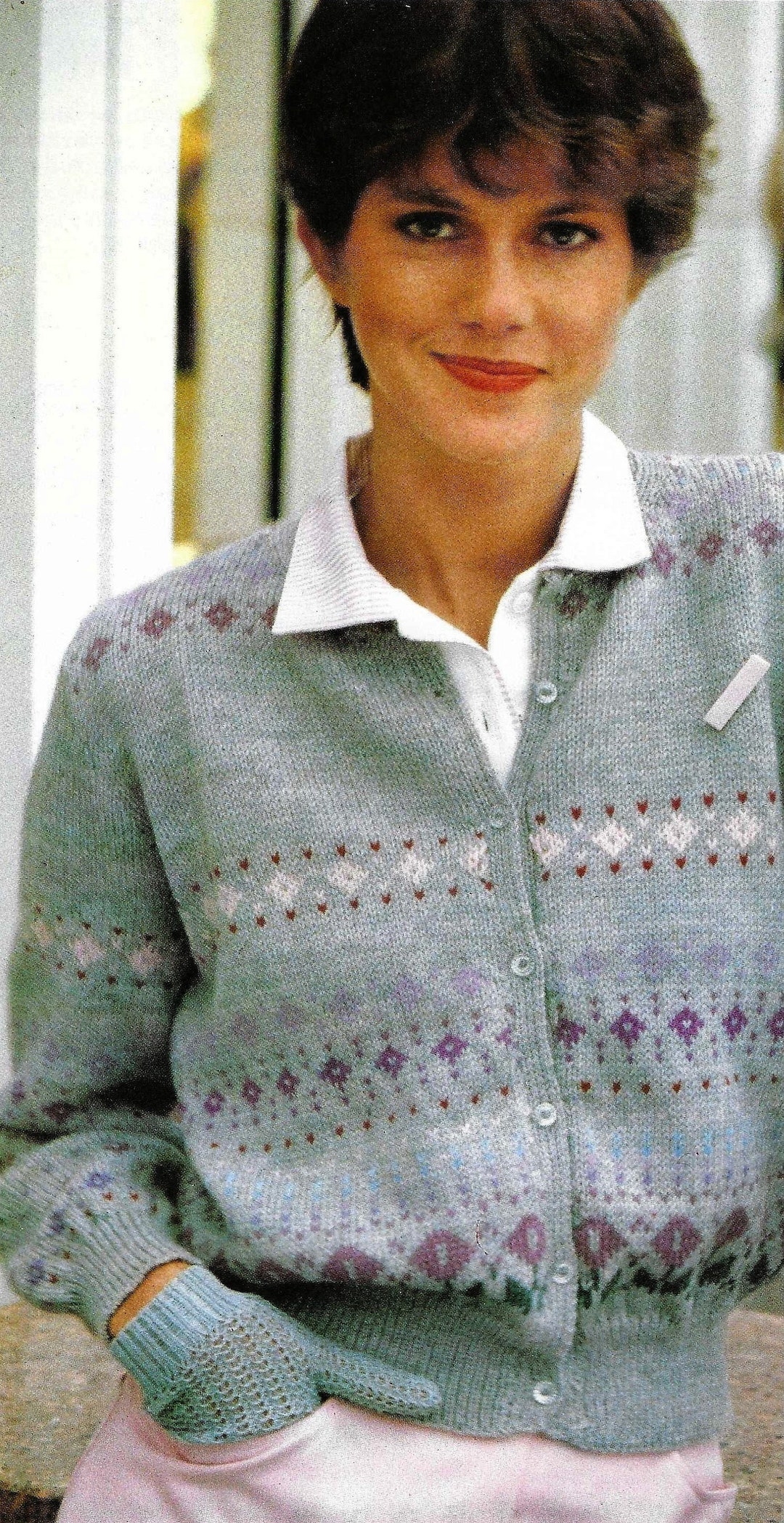 Ladies Fair Isle Cardigan Jacket PDF Knitting Pattern 4ply 32 - 36 ...