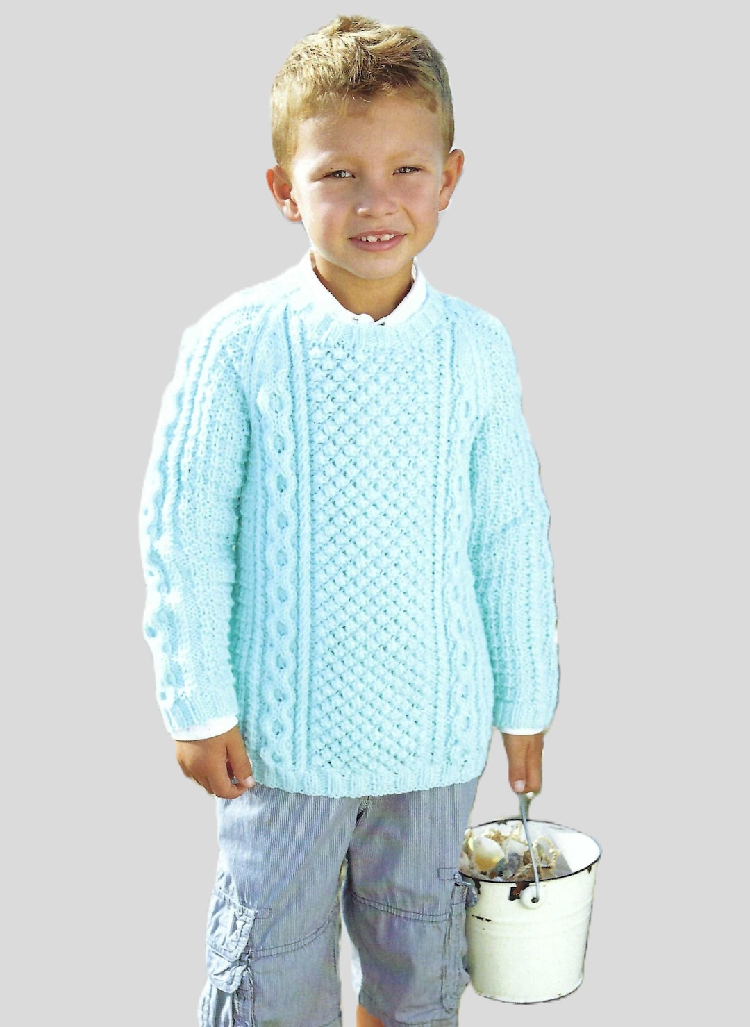 Boys Cable Sweater Knitting Pattern PDF Childs Aran Jumper Bramble ...