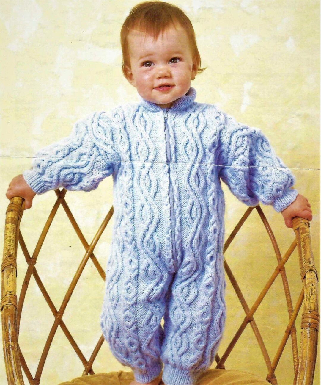 Baby Boys Girls All in One Cable Play Suit Romper Zip up PDF Knitting ...