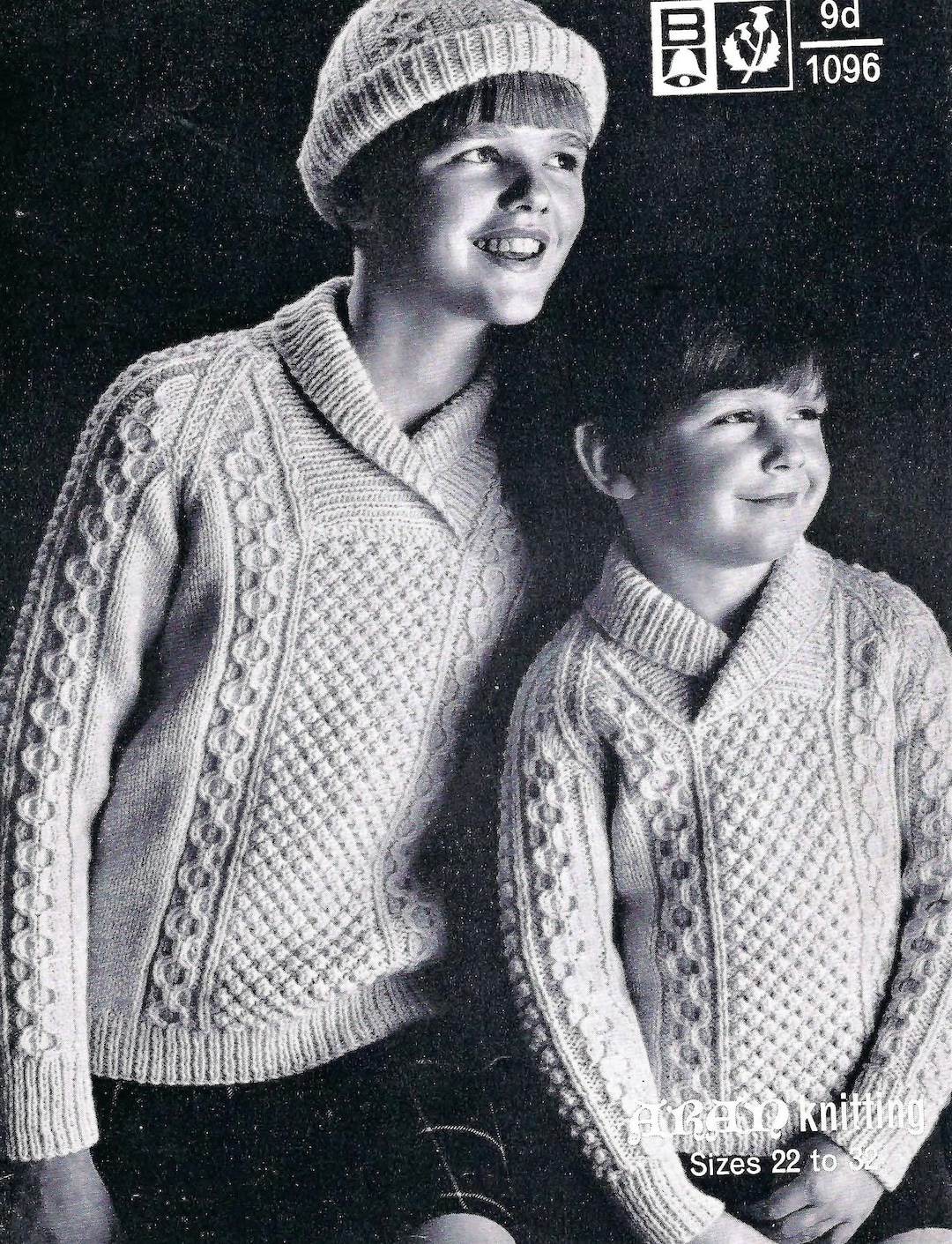 PDF Knitting Pattern Childs Boys Cable Sweater Jumper Shawl Collar ...