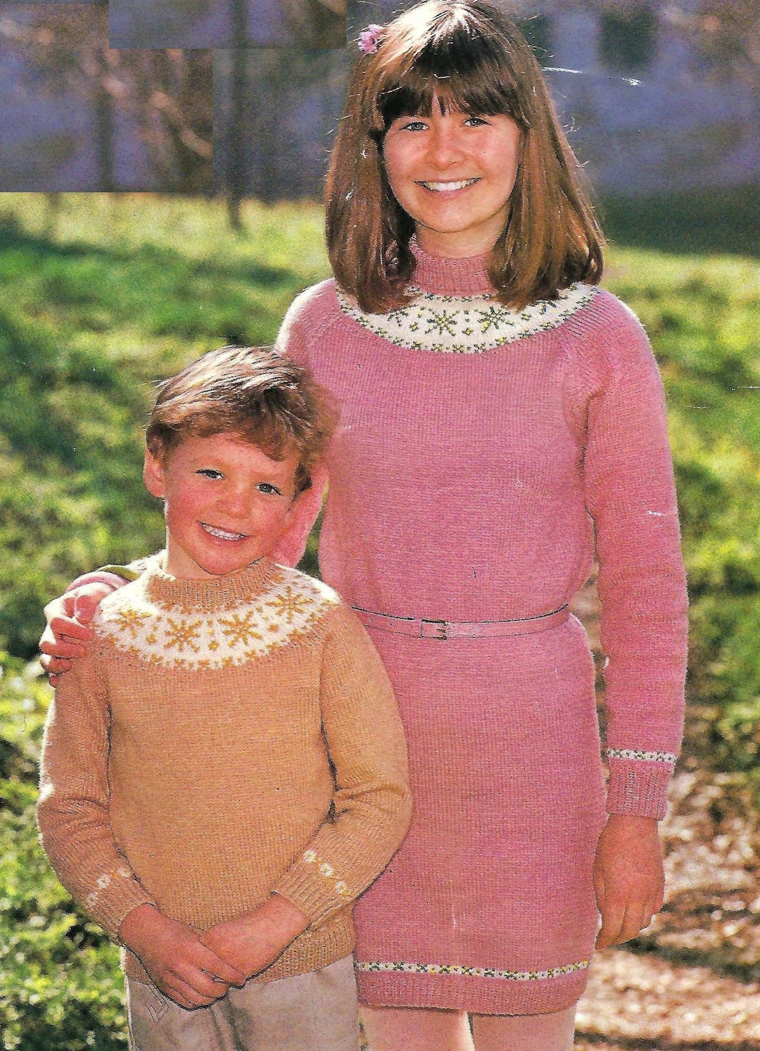 Boys Girls Fair Isle Yoke Tunic Dress Sweater Jumper PDF Knitting ...