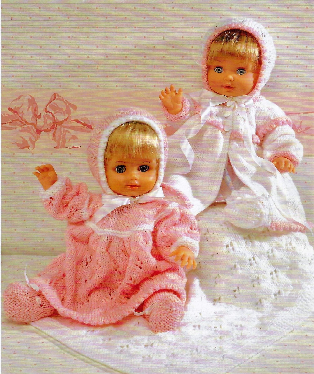 Baby Dolls Clothes Yoked Matinee Dress Coat Bonnet Pram Blanket Shawl ...