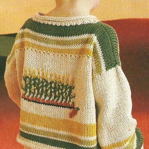 Boys Tractor Motif Sweater Jumper PDF Knitting Pattern Aran 10 Ply ...