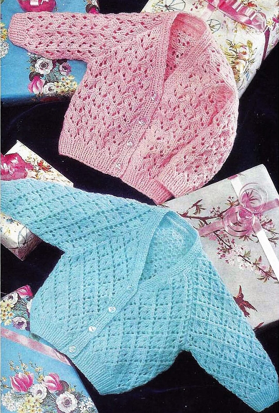 Baby Girls Boys Pretty Diamond Eyelet Lacy Raglan Cardigan PDF Knitting ...