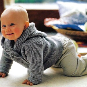 Baby Boys Easy Knit Hooded Jacket Duffel Coat PDF Knitting Pattern ...