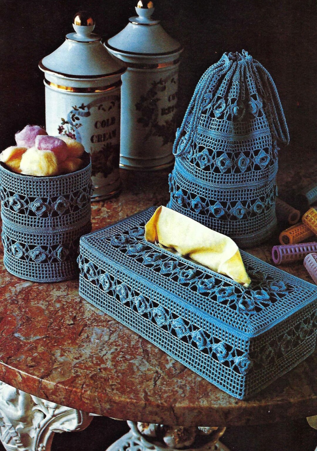 Crochet Pattern Tissue Box Holder Dolly Bag & Container PDF Lacy Design ...