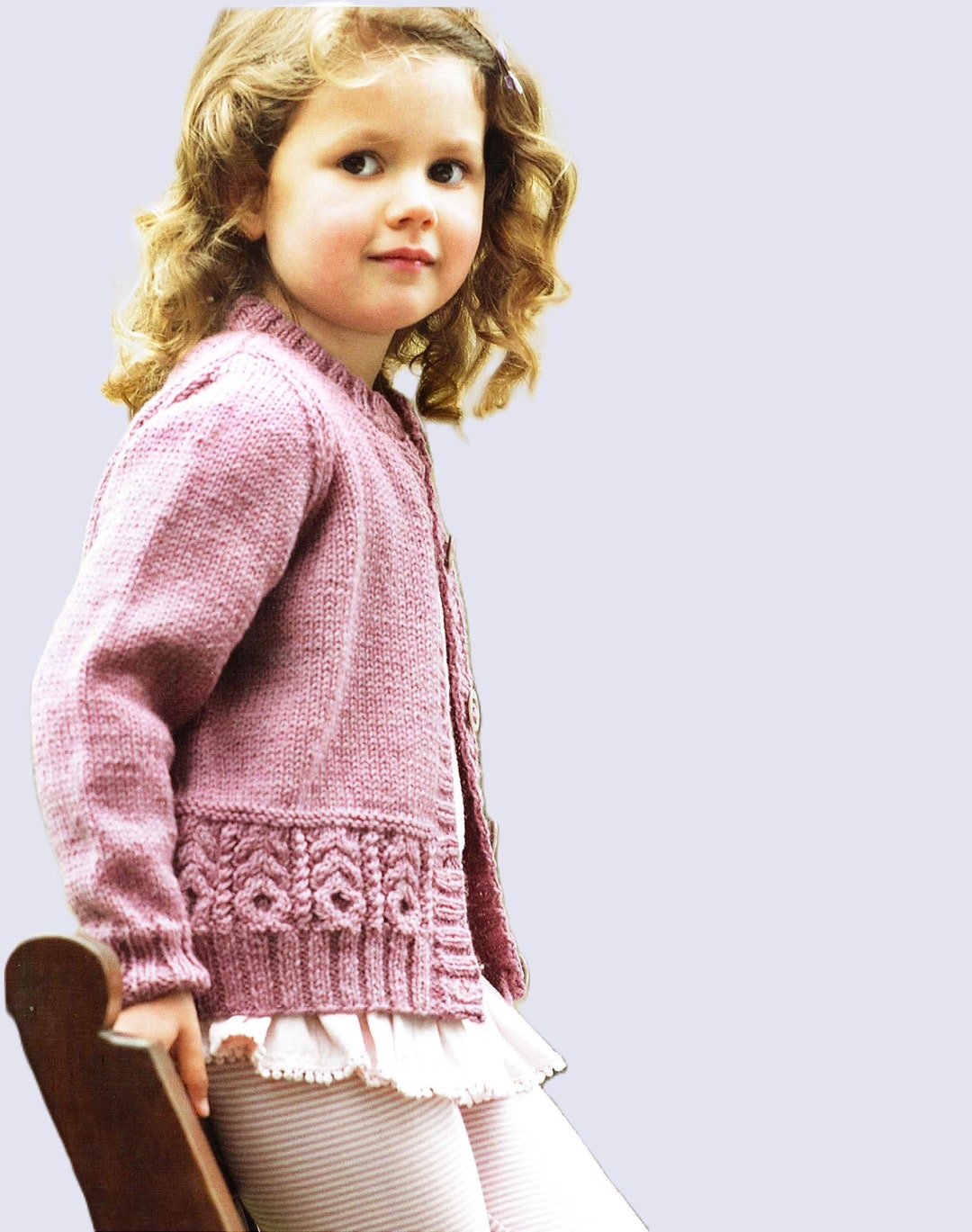 Girls Cable Border Cardigan PDF Knitting Pattern DK 8ply 20 - 30" Baby ...