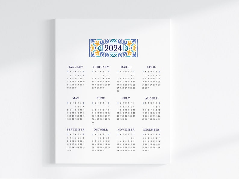 2024 Art Calendar | Instant Date Reference | Year-at-a-glance | 4:5 ...