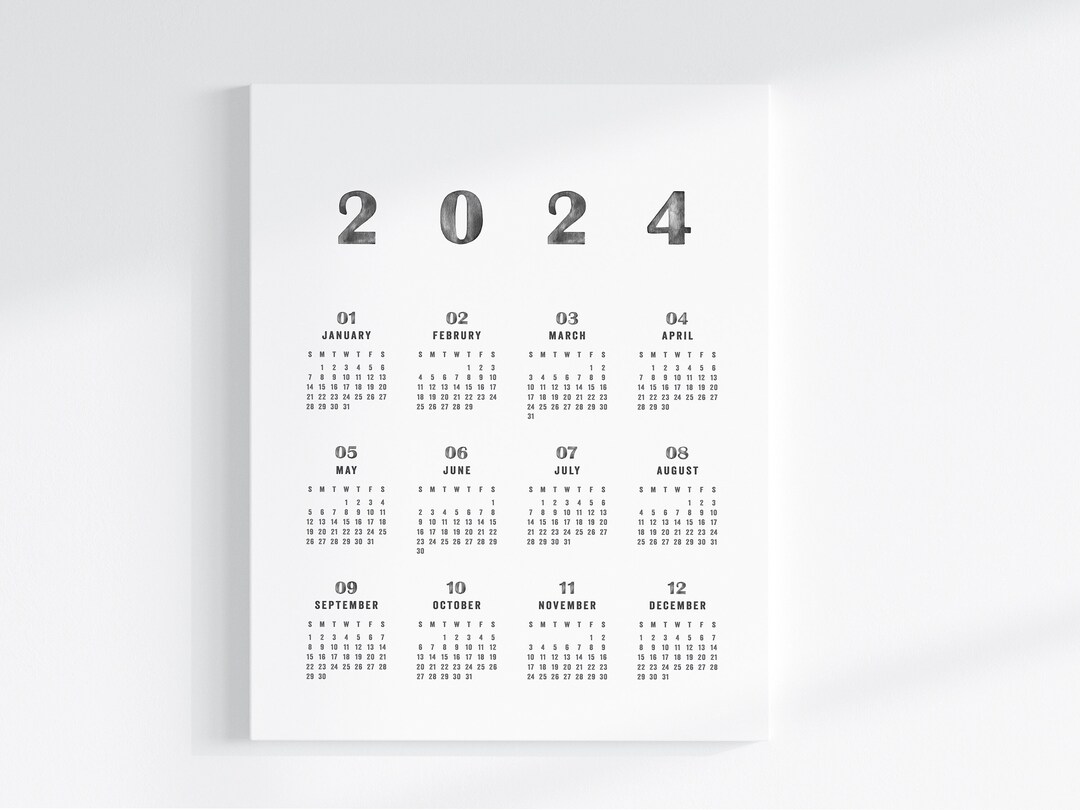 2024 Art Calendar | Instant Date Reference | Year-at-a-glance | 4:5 ...