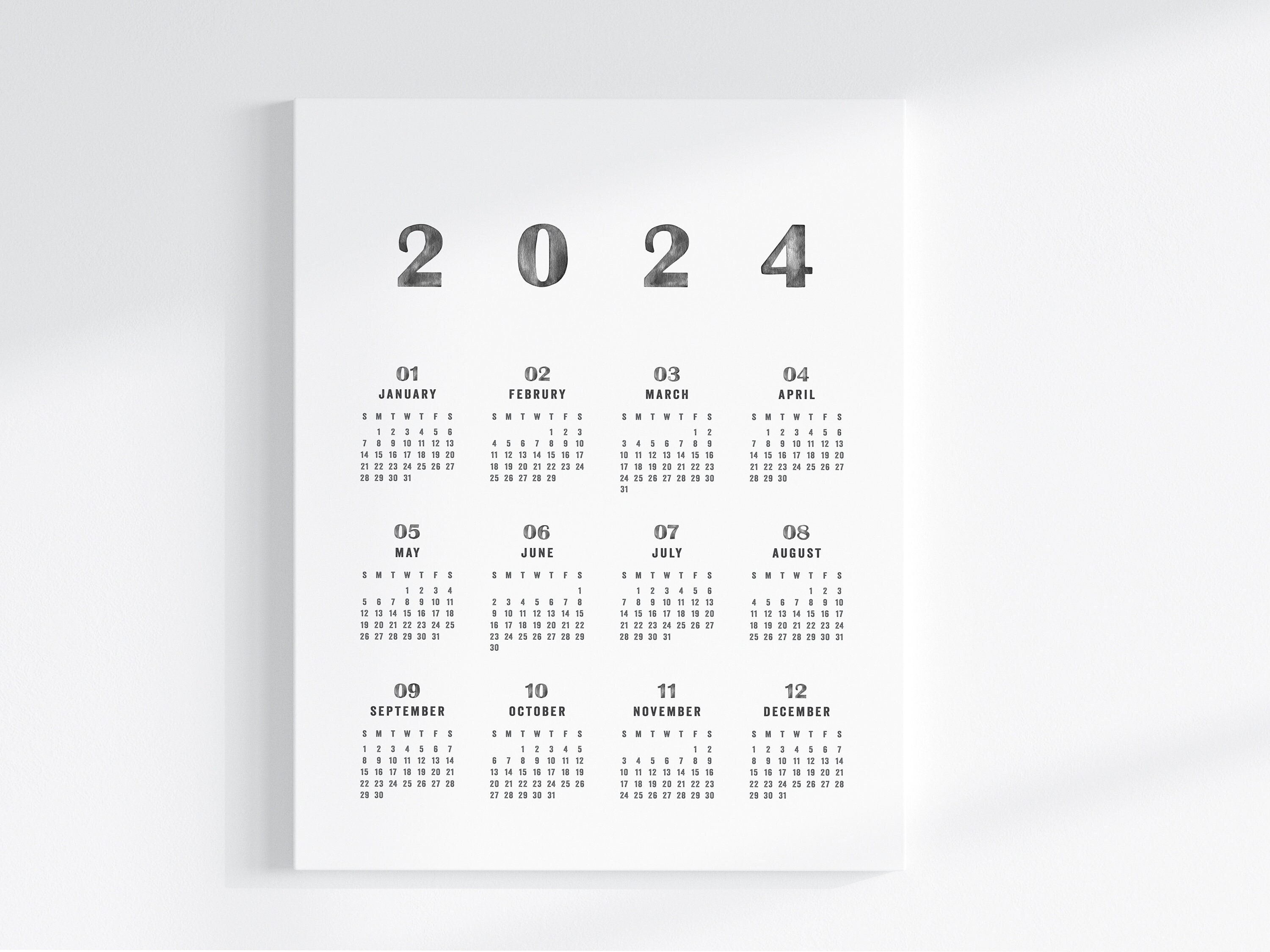 2024 Art Calendar | Instant Date Reference | Year-at-a-glance | 4:5 ...