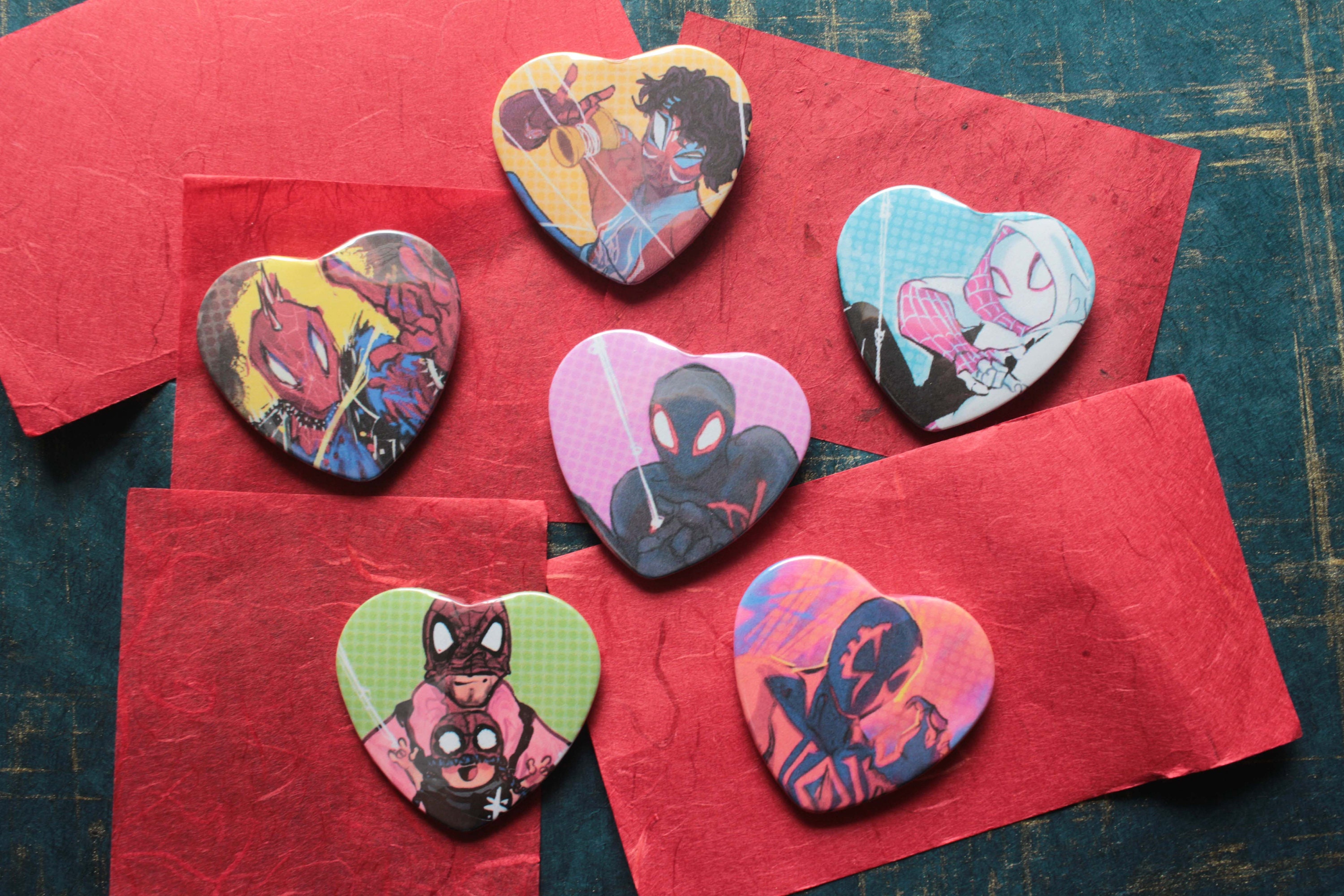 Masked Spider Heroes / Spiderverse / Fanart / Heart Buttons / Spiderman ...