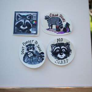 Raccoon Artist Sticker Pack // Raccoons // Vinyl Stickers // - Etsy