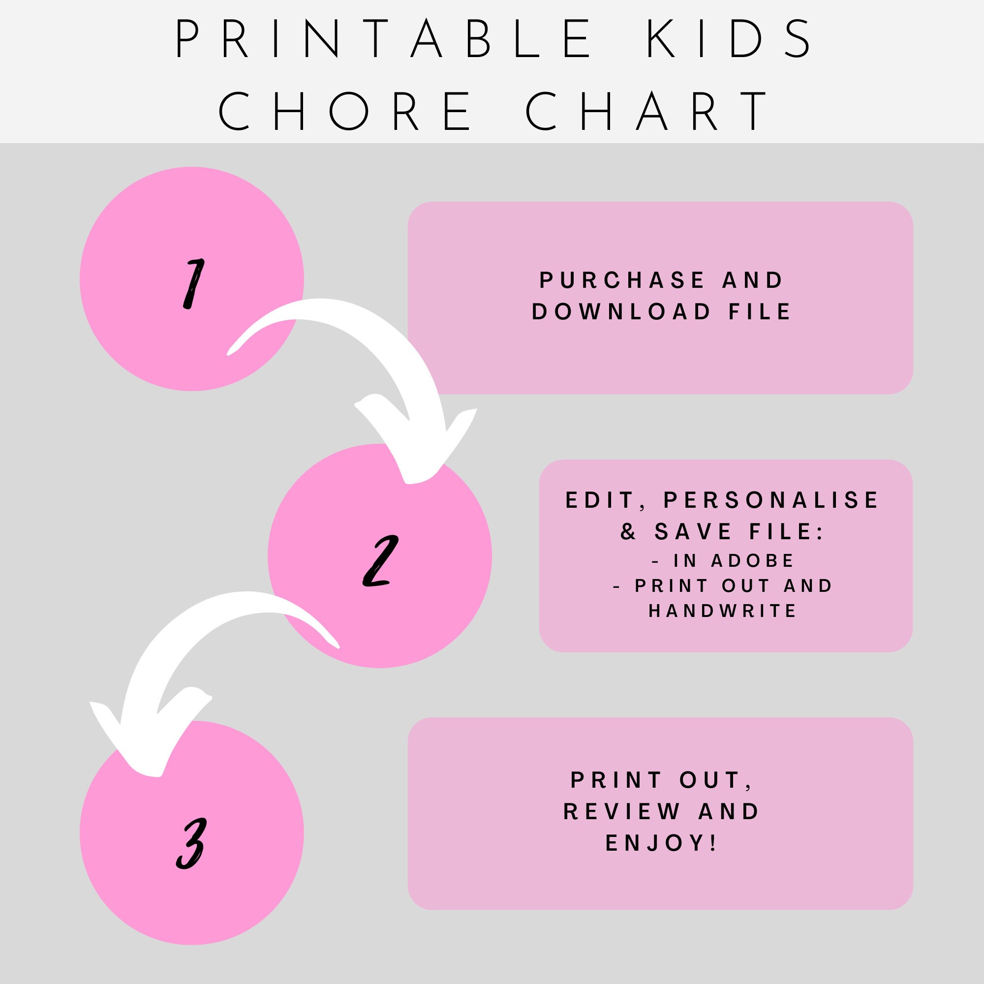 Kids Chore Chart / Kids Job Chart / Kids Responsibility Chart - Etsy ...