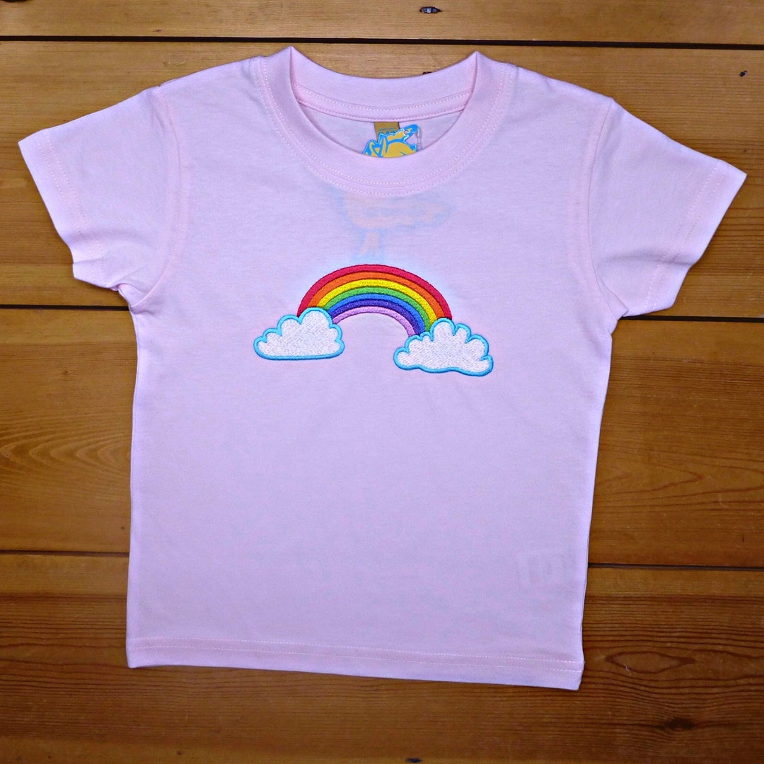 Kid's Rainbow T-shirt Pink or Blue, Rainbow Clouds, Bright Colourful ...