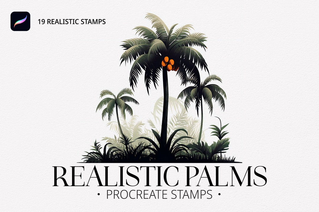 Realistic Palm Stamps for Procreate | iPad Brushes | Painting Kit ...