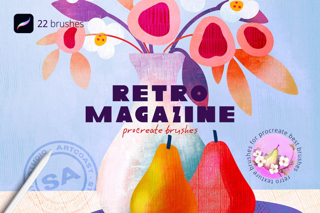 Procreate Retro Texture Magazine Brushes – 22 Vintage Print Brushes ...