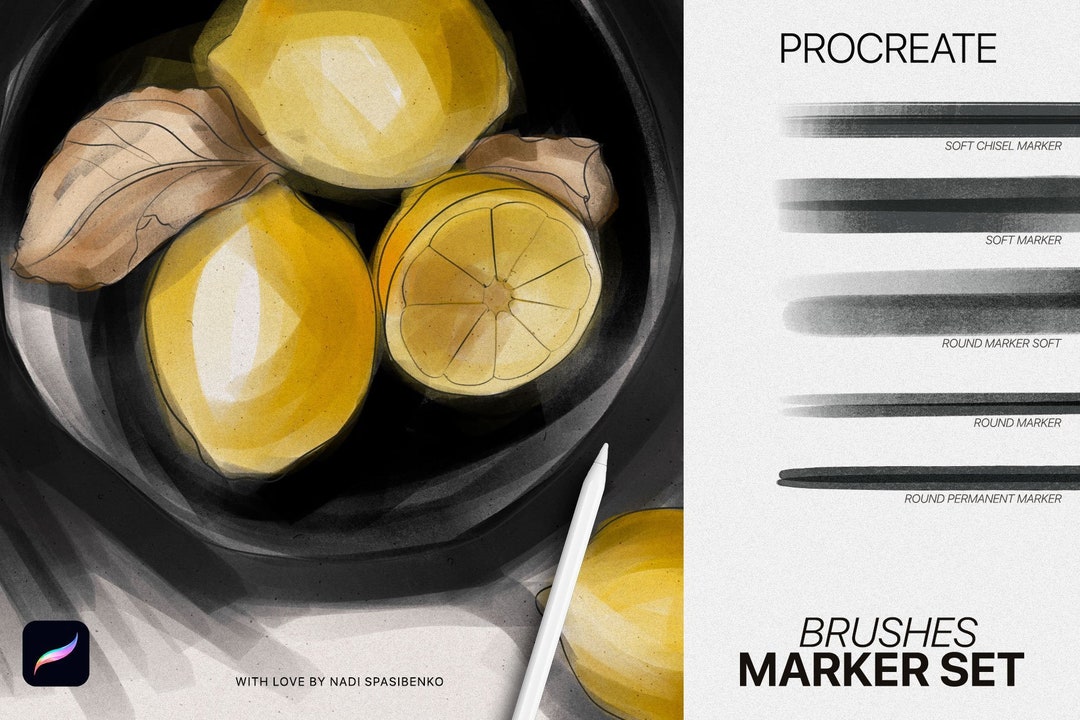 Realistic Marker for Procreate, Brushes for Procreate, Texture Brushes ...