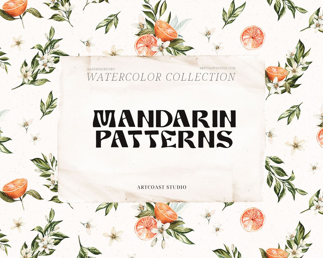 Wedding Clipart Mandarin Patterns Seamless Watercolor Paper Fabrics ...