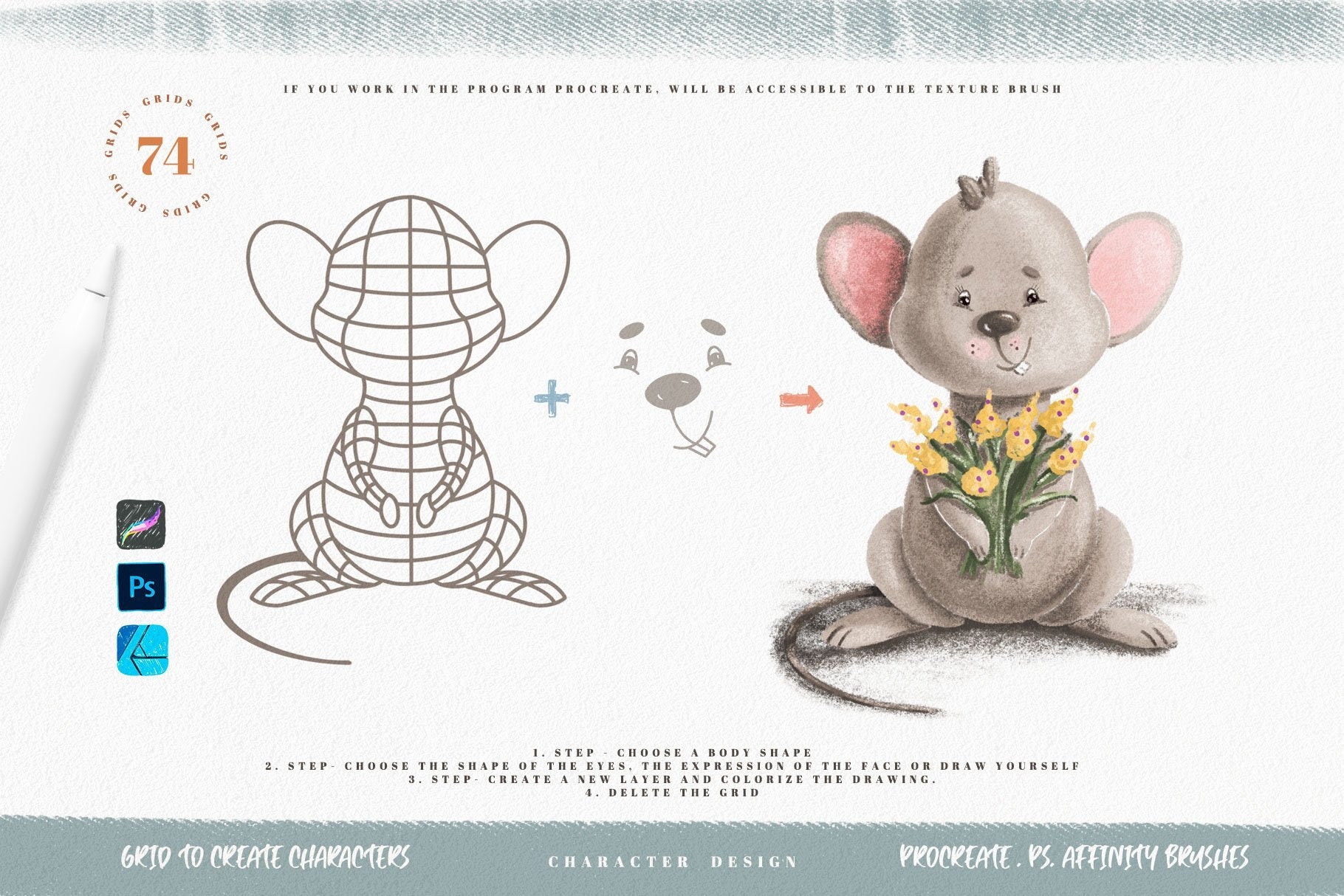 Procreate Character Creation Kit: Body Shapes, Texture Brushes (digital ...