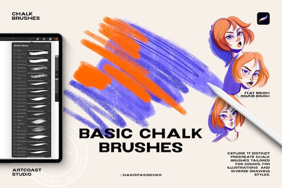 Procreate Chalk Brushes Character Pencil Brush Set Lettering Drawing Digital Download Kit Etsy Canada
