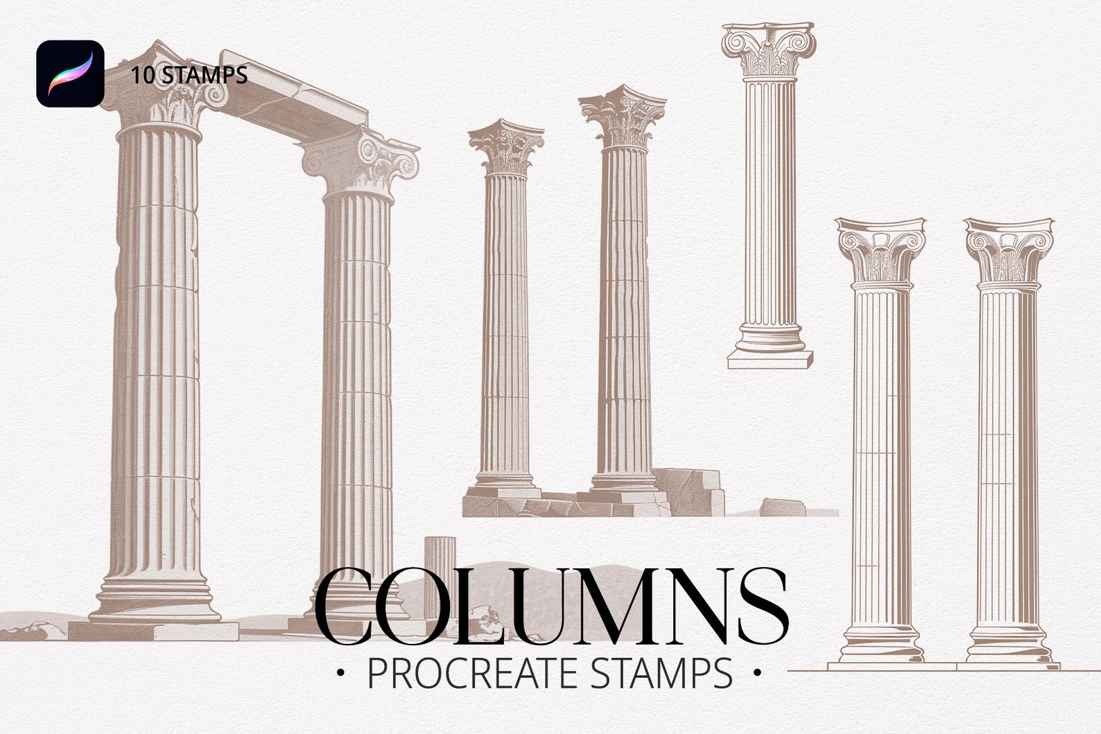 Column Stamp Procreate Brushes Painting Kit for Procreate iPad Brushes ...