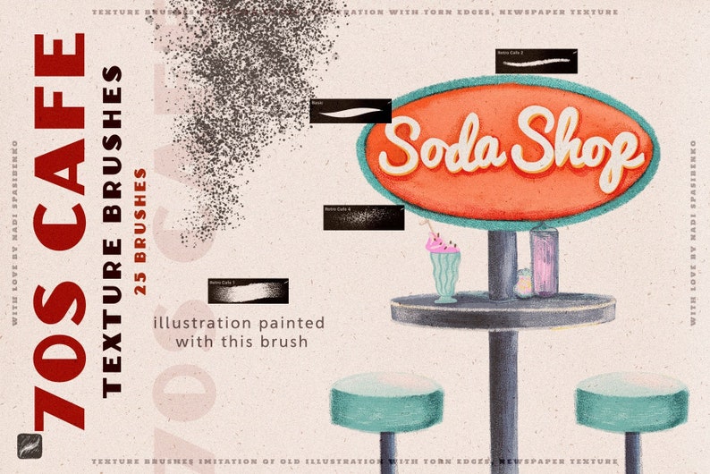 70s Cafe Procreate Texture Brushes Retro Brushset Procreate - Etsy