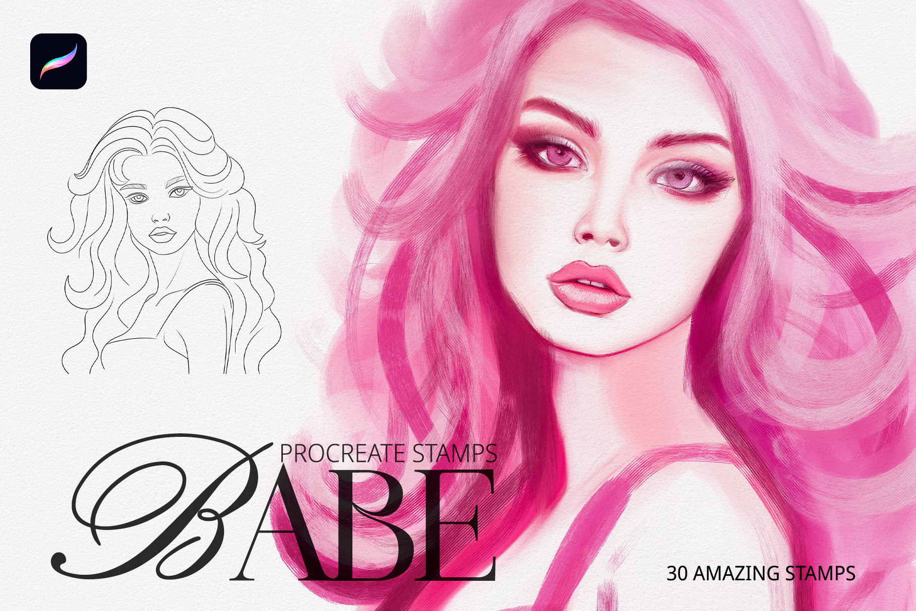 Procreate Faces, Portrait Beautiful Girls Stamps for Procreate Create ...