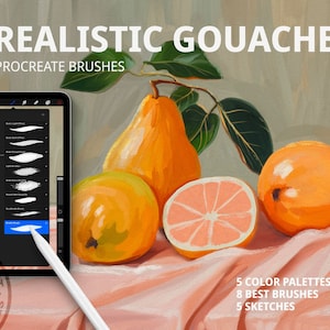 Realistic Gouache Brushes for Procreate | iPad Painting Kit With Color ...