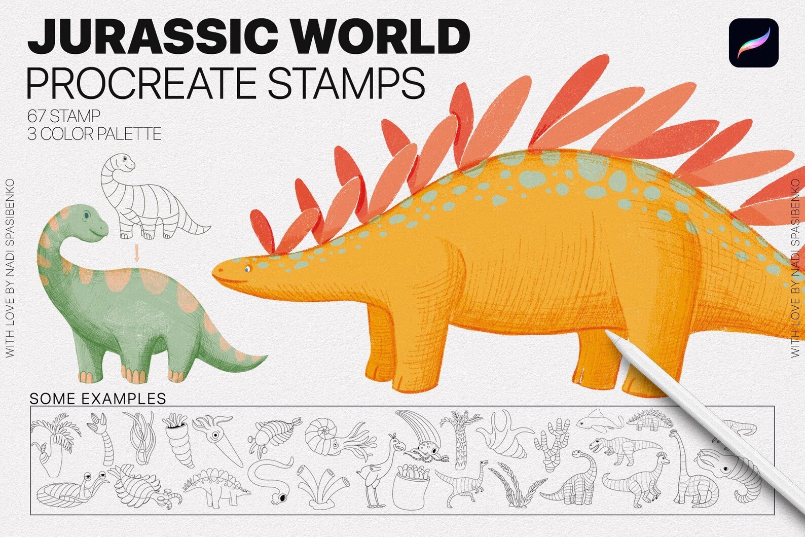 Jurassic World Procreate Stamps & Grids Create Characters - Etsy