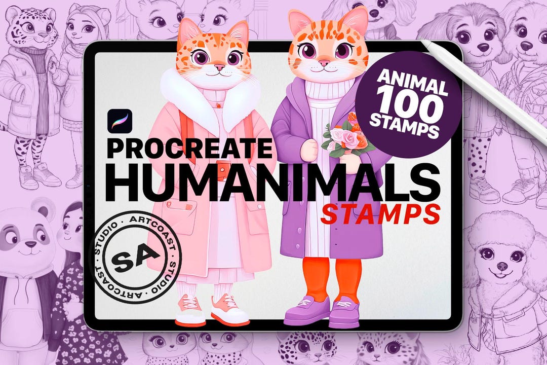 Humanimals Procreate Stamps: 100 Animal-human Fusion Brushes (digital ...