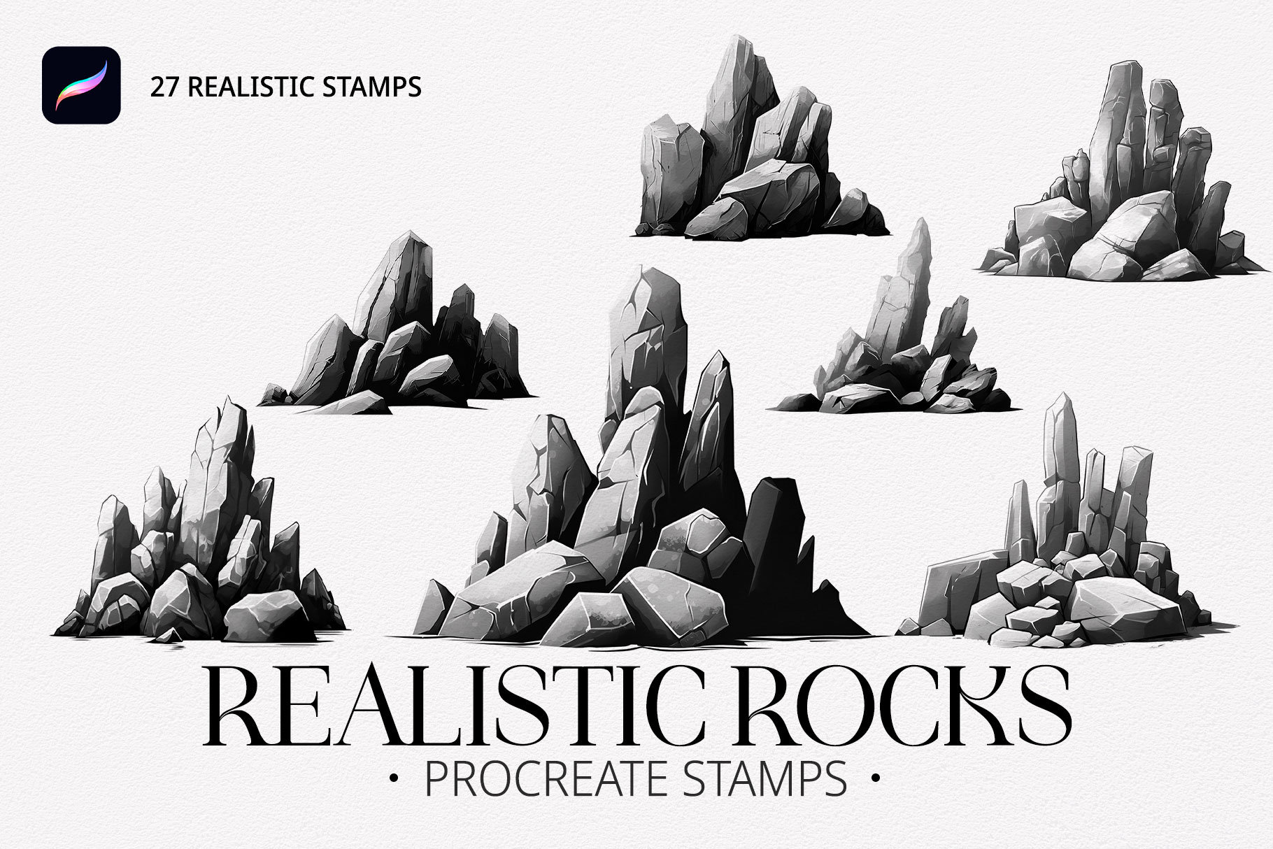 Procreate Brush Set – Mountains, Stones, Rocks for Digital Illustration ...