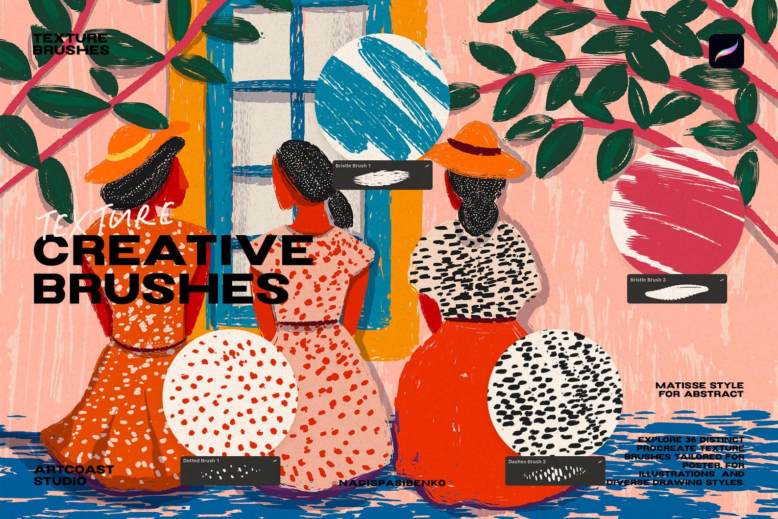 Procreate Acrylic Texture Brushes | Matisse-inspired Realistic Texture ...