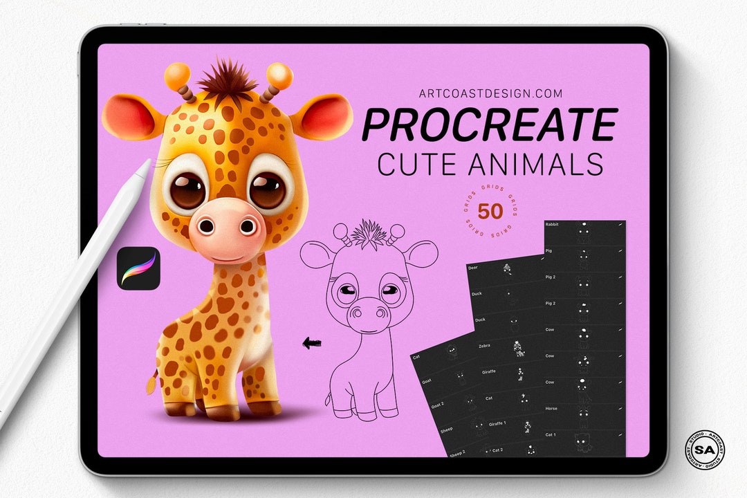 Procreate Stamps for Creating Cute Animal Characters Painting Kit for ...